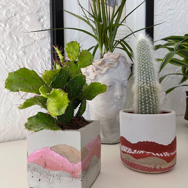 Handmade Concrete Plant Pot: Desert Inspired Southwestern Planter - Etsy