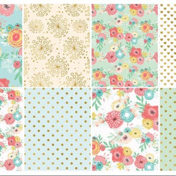 Spring Flowers Digital Printable Paper, Colorful Flowers Paper, Green ...