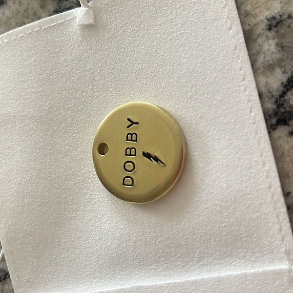 Dog Tag Personalized, Hand Stamped ID Tag for Dogs, Brass Dog Tag, Dog ...