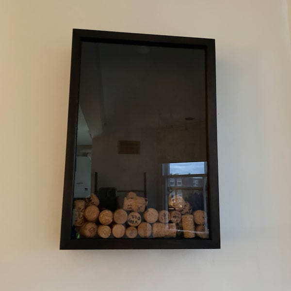 BLACK Wine Cork Holder, Wine Cork Art, Wine Cork Display Case, Shadow ...