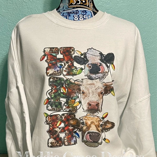 Ho Ho Ho Cows Png Sublimation Design, Christmas Cow Png, Western Cow ...
