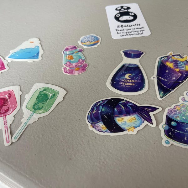 Space Sushi Stickers: Transparent Vinyl Decals - Japanese Food Art - Etsy