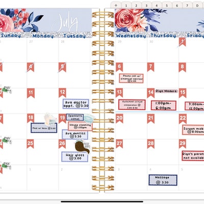 JULY MONTHLY KIT Digital Stickers, July 4th Goodnotes Planner Stickers ...