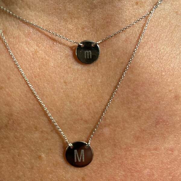 14K Gold Custom Initial Layering Medallion Necklace, Personalized ...