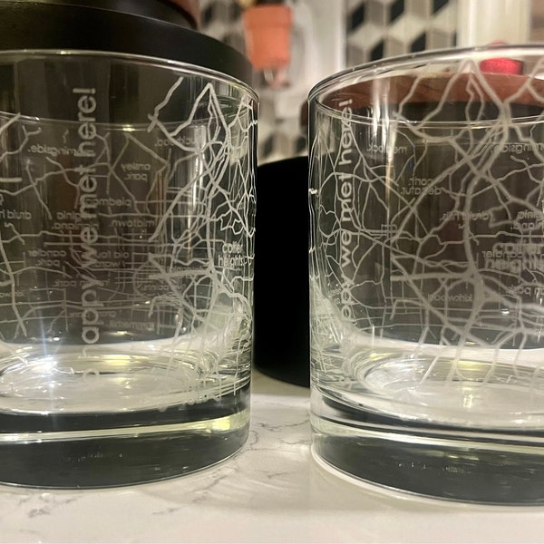 Baltimore Map Stemmed Wine Glass Engraved Wine Glasses 16oz Etched Wine ...