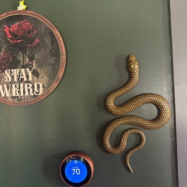 Gold Snake Wall Hanging, Snake Wall Art, Alt Home Decor, Unusual Gift, Snake Gift, Goth Decor ...