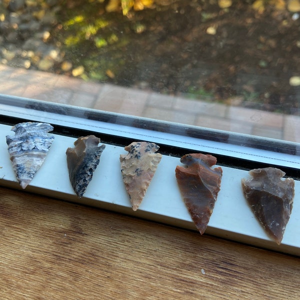 5 Arrowheads Authentic Hand Crafted Agate Stone Arrow Heads Randomly ...