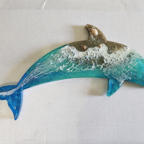 Resin Dolphin/ Beach Art/ Ocean Wall Art/ Dolphin Wall Décor/ Beach Art ...
