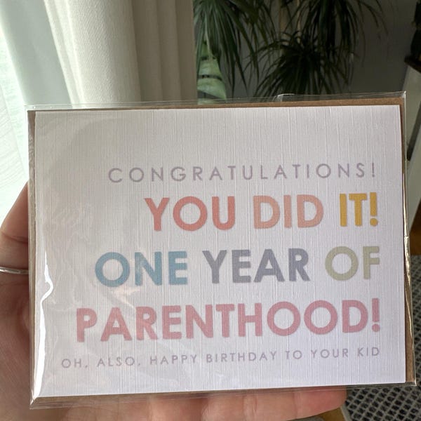 New Parents Greeting Card, First Year of Parenting Card, First Birthday ...