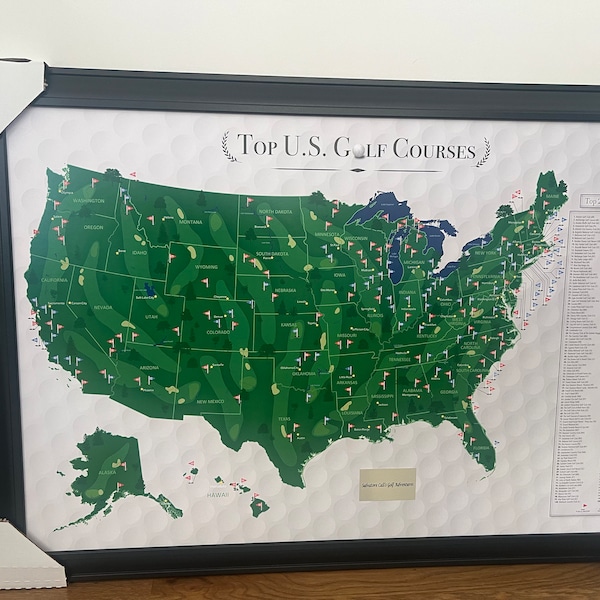 Personalized Golf Courses Tracking Map - Map of Top 200 Golf Courses in ...