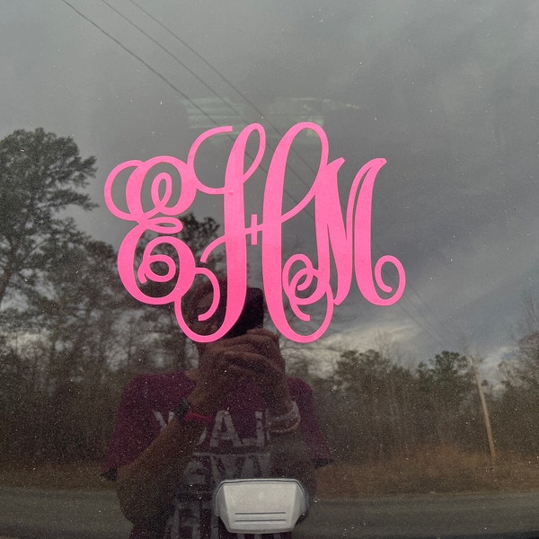 Glittery Custom Monogram Car Window Decal Vine Personalized Initials ...