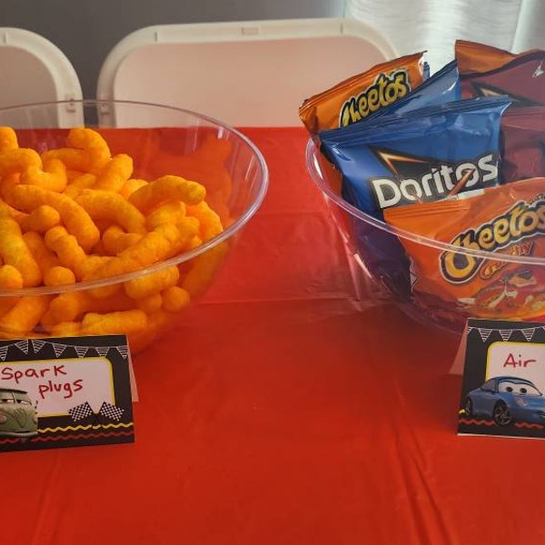 Cars Food Labels Instant Download, Cars Chalkboard Food Tent Cards ...