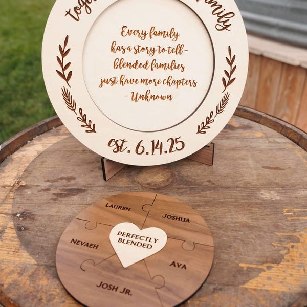 Unity Ceremony Puzzle - Blended Family Wedding Idea - Wood Sign With ...