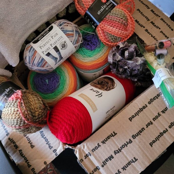 Assorted Mystery Yarn Box- USPS Flat Rate Priority Box Medium or Large ...