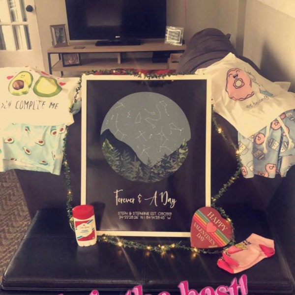 Custom Star Map by Date Printable Valentines Day Gift for Him or Her ...