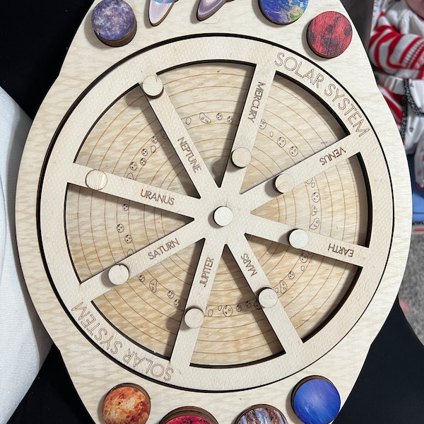 Rotating Solar Board and Solar Puzzle, Wooden Toys to Learn the Solar ...