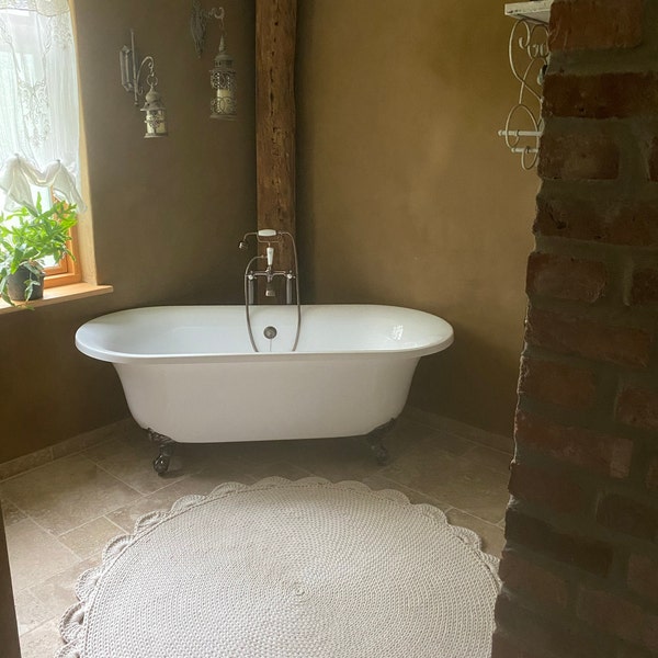 Modern Rectangular 3D White Floral Rug/ Crochet Rug/ Rugs/ Rug /area ...