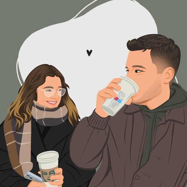 Couple Portrait, Gift for Couple, Faceless Portrait, Engagement Drawing ...