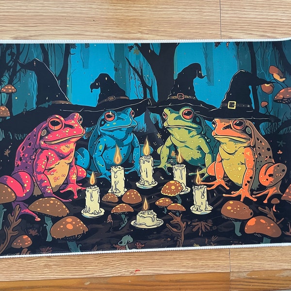 Green Frog Deskmat, Frog Deskmat, Frogs Swimming Office Decor, Home ...