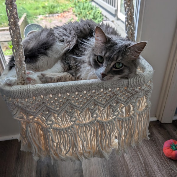 Cat Window Perch Window Cat Seat Macrame Cat Hammock Cat Window Shelf ...