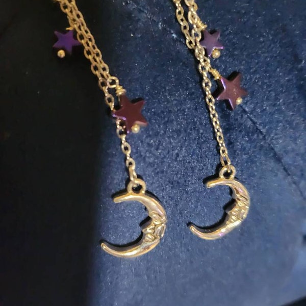 Ear Cuffs Ear Wrap Moon and Stars Ear Wrap Dangle Ear Cuff Filigree ...