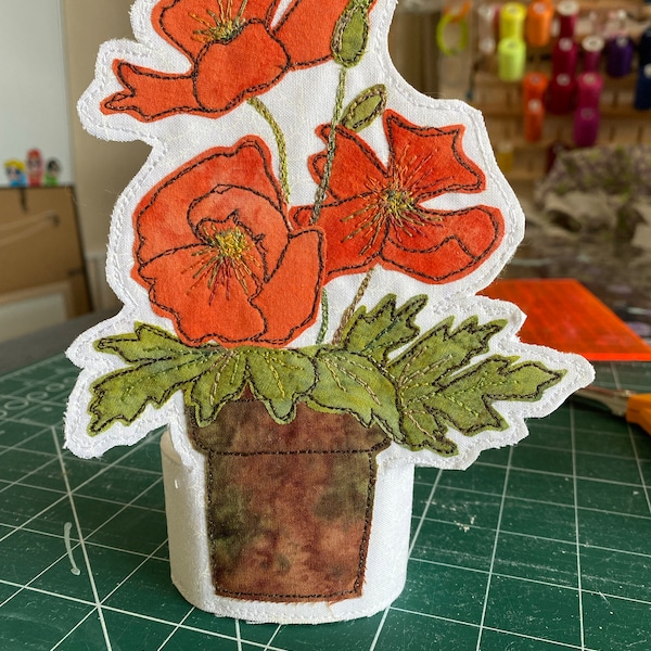 Red Work 5 Hedgehog and Poppies Summer PDF Pattern Wildlife Hand Sewing ...