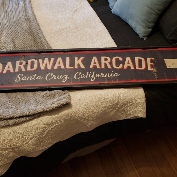 Boardwalk Arcade Sign, Arcade Arrow Sign, Beach House Custom Wood Sign ...