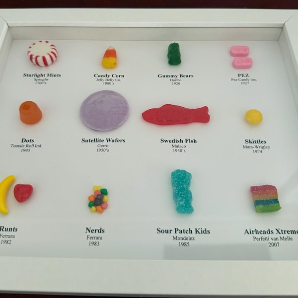 8x10 REAL Candy History of Candy Framed Specimen Chart Valentine - Etsy