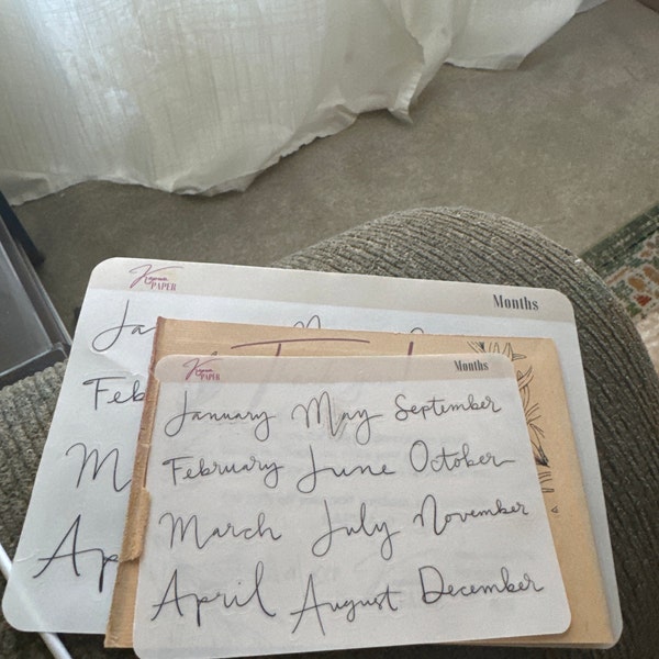 Months of the Year Sticker Sheet Fine Shadowed || Handwritten Hand ...