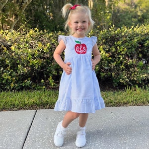 Monogram Back to School Apple Dress for Baby Toddler Girls Kids Apple ...