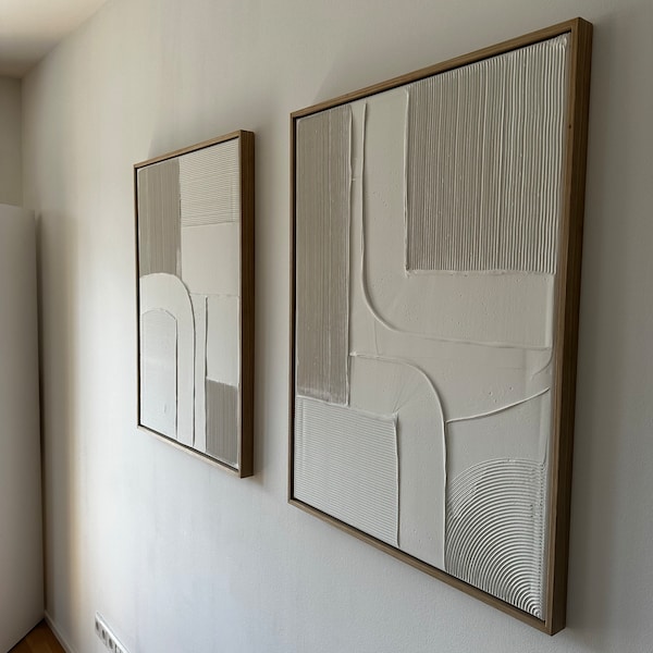 Large SEA SHELLS Minimalist Wall Art | Plaster Art | Beige Textured ...