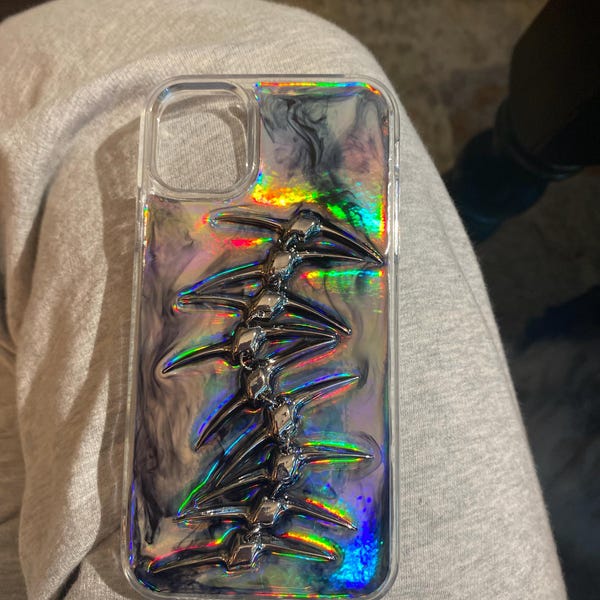 Cyberpunk Spine iPhone Case Handmade Resin Fishbone Cover 3D Metallic ...