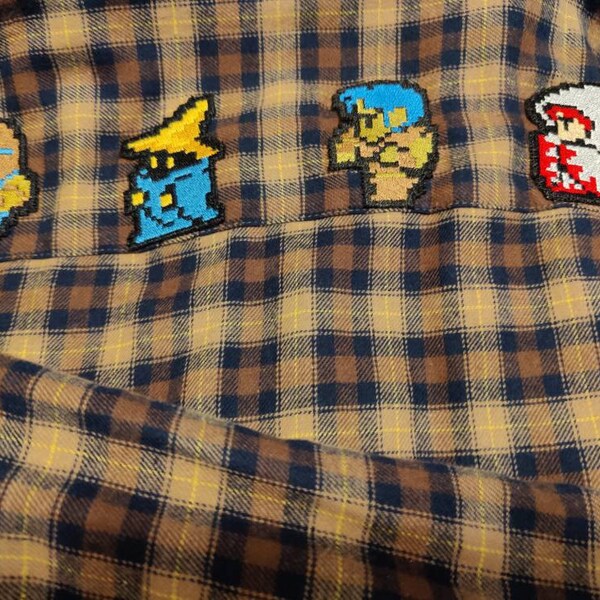 8 Bit Final Fantasy Black Belt Shiny Metallic Embroidery Iron on Patch ...