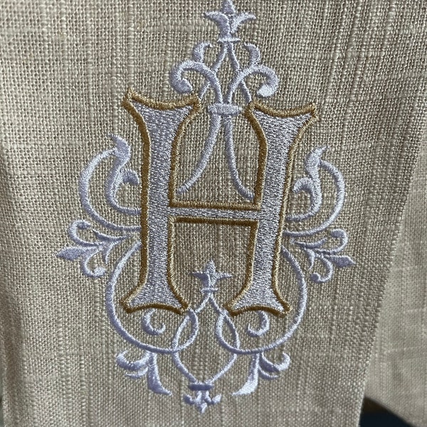 Capital Letter H French Wedding Monogram Machine Embroidery Design ...