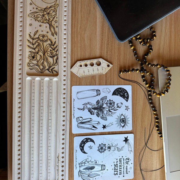 Solid Wood Moon Phase Mala Design Board - Counts 108 Beads for You! - Etsy