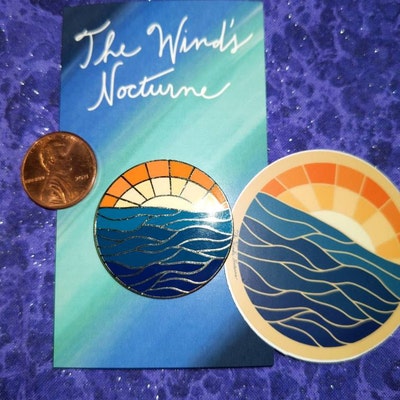 Across the Sea Sunrise Sunset Enamel Pin - Etsy