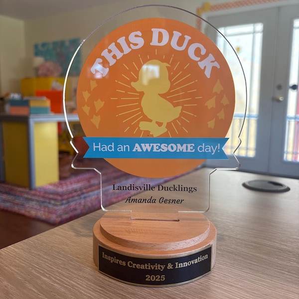 Hexagon Acrylic Trophy With Wood Base / Science Award / STEM Award ...