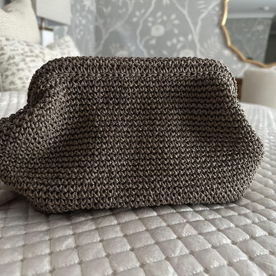 Raffia Colorful Crochet Clutch Bag Straw Knitted Raffia Bag Natural ...