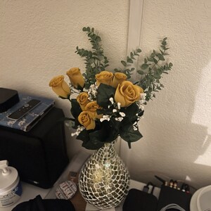 14 Gray Roses Buds, Long Stems, Bush Bouquet, Artificial Roses, Silk ...