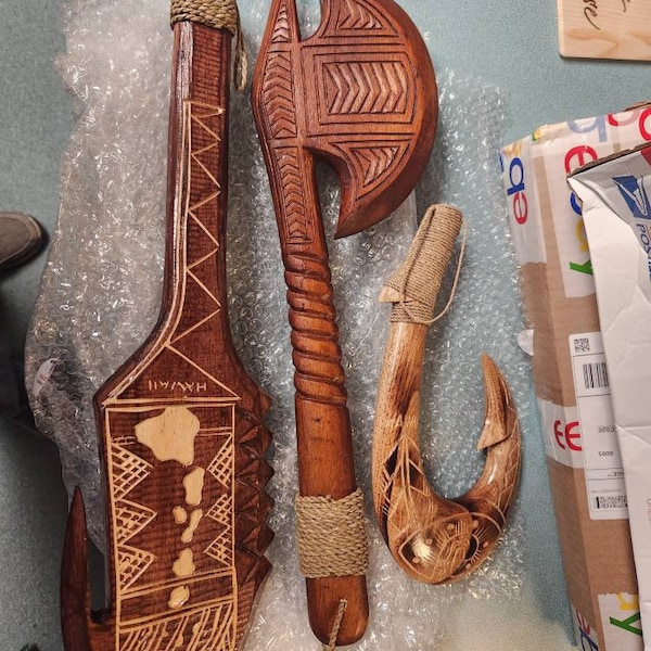 Hawaiian Islands Hand Made Wall Decor Plaques Solid Wood Polynesian ...