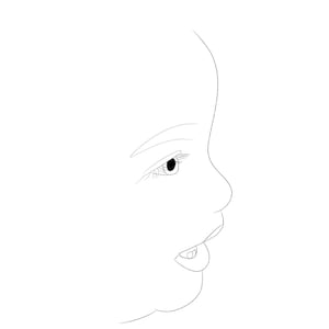 Side Profile Drawing With Birth Flower Custom Portrait Outline - Etsy
