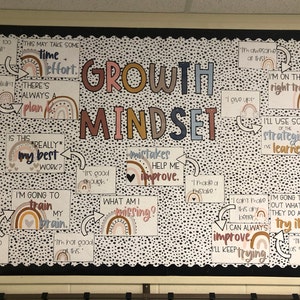 BOHO RAINBOW Growth Mindset Posters Neutral Rainbow Classroom Decor ...