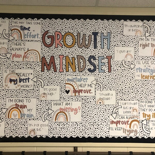 BOHO RAINBOW Growth Mindset Posters | Neutral Rainbow Classroom Decor ...