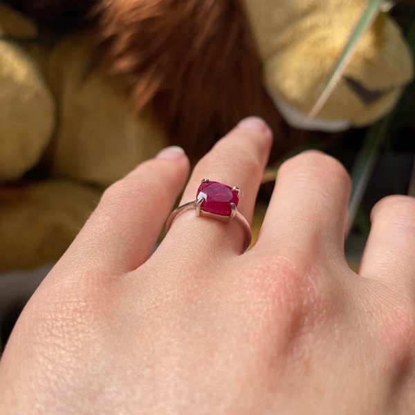 Radiant Ruby Ring in Gold, Raw Ruby Ring in Gold, Natural Ruby Ring ...
