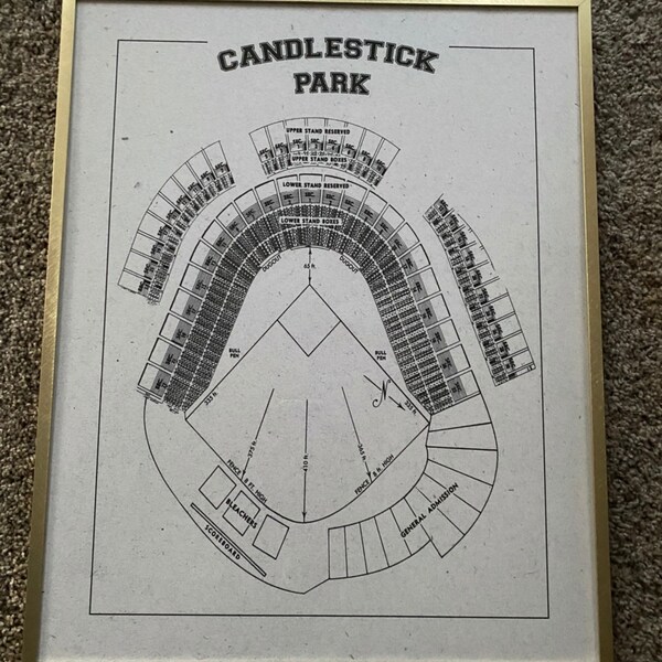 Print of Vintage Candlestick Park Seating Chart on Photo Paper, Matte ...