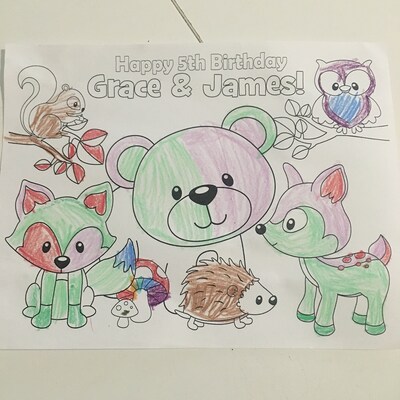 Personalized Printable Woodland Forest Animals Deer Fox Birthday Party ...