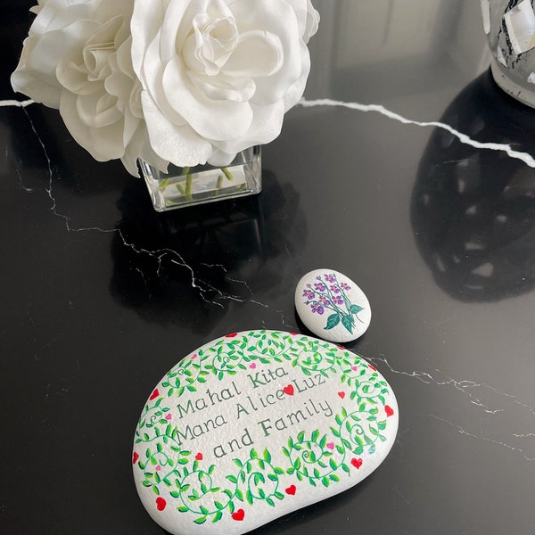 Painted Rocks With Flowers Set of Six Small Hand Decorated River Stones ...