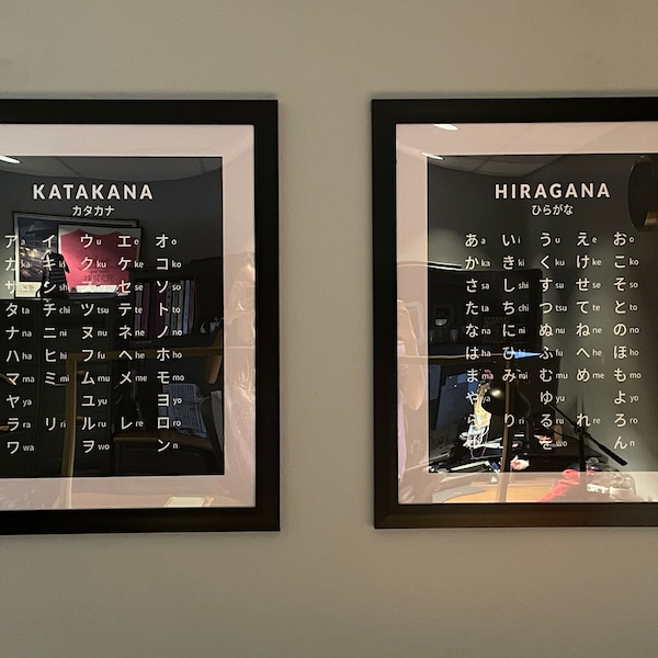Japanese Alphabet Poster, Hiragana Katakana Chart Print, Japanese Wall ...