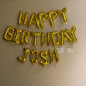 16 GOLD Letter/number Balloons Create Your Balloon Banner Gold Foil ...