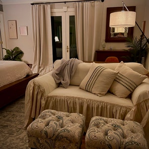 Slipcover Ruffled Slipcover Sofa Cover Sofa Scarf Slip - Etsy